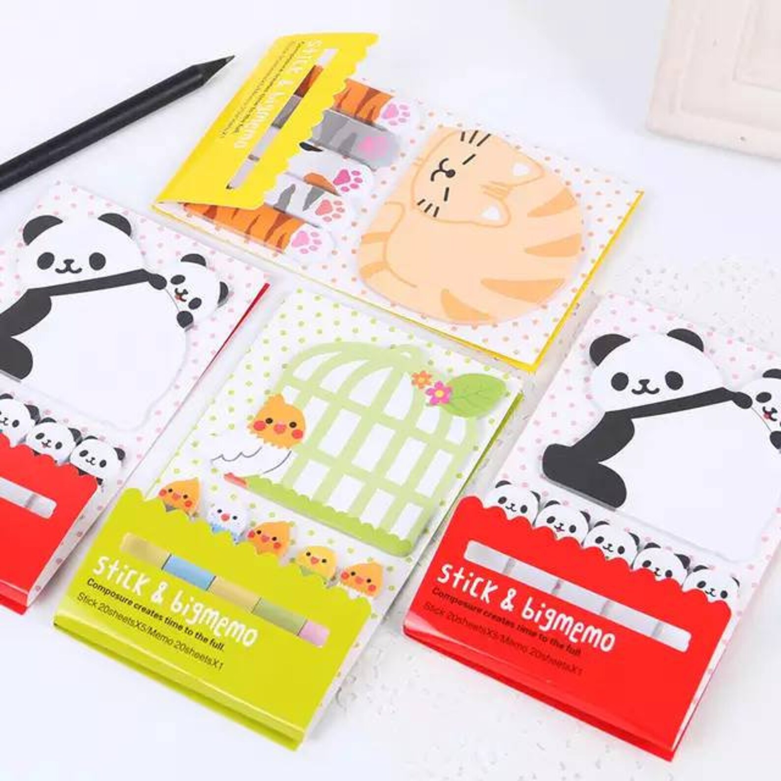 Panda Stationery Panda sticky notes Panda memo pad Kawaii | Etsy