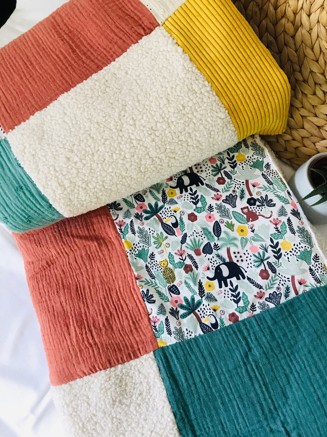 Jungle Play Mat Double Gauze and Terry Patchwork Play Mat - Etsy