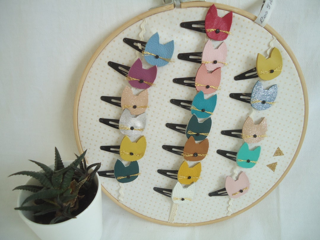 Barrette chat cuir pour fillette, A l'unité couleur au choix - idée ...