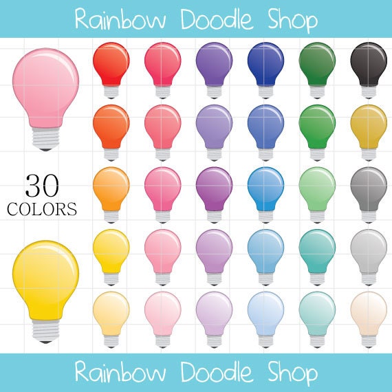 Lightbulb Clipart, Light Bulb Clipart, Bulb Clip Art, Digital ...