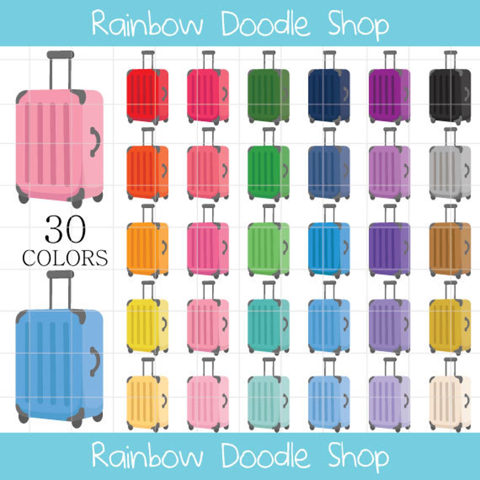 Luggage Clipart, Rainbow Luggage Clipart, Digital Luggage, Hard Case ...