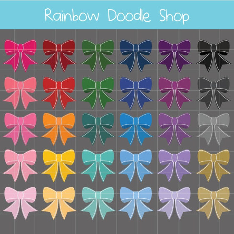 Bow Tie Clipart, Ribbons Clipart, Digital Ribbons, Colorful Ribbons ...