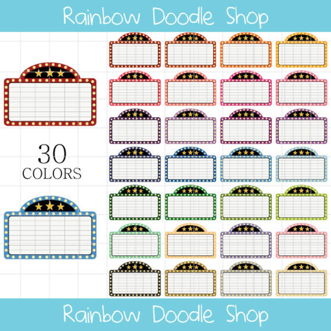 Movie Marquee Clipart, Movie Clipart, Movie Night Clipart, Date Night ...