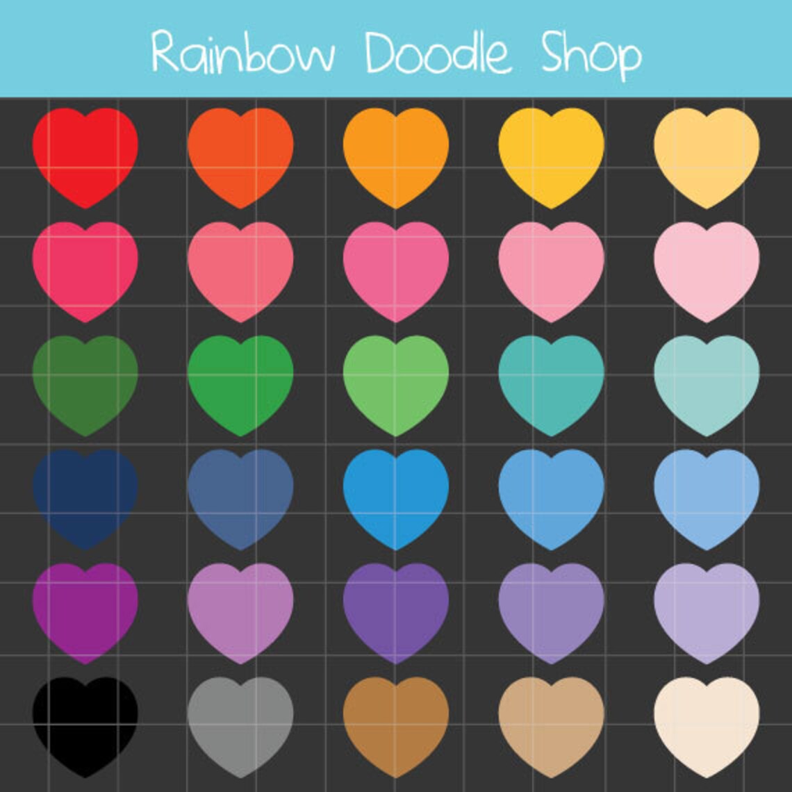 Hearts Clipart, Colorful Hearts Clip Art, Heart Clipart, Rainbow Hearts ...