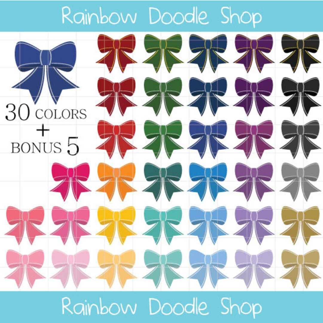 Bow Tie Clipart, Ribbons Clipart, Digital Ribbons, Colorful Ribbons ...