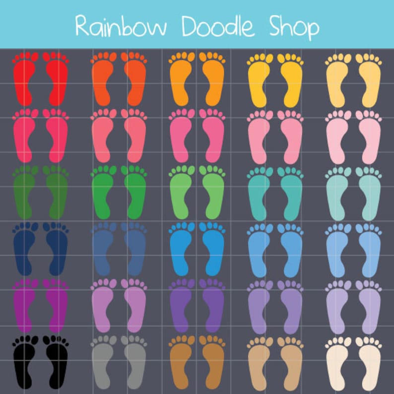 Footprints Clipart, Foot Prints Clipart, Digital Foot Prints ...