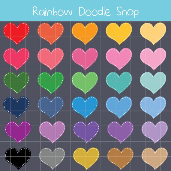 Hearts Clipart, Stitched Heart Clipart, Stitched Hearts Clipart ...