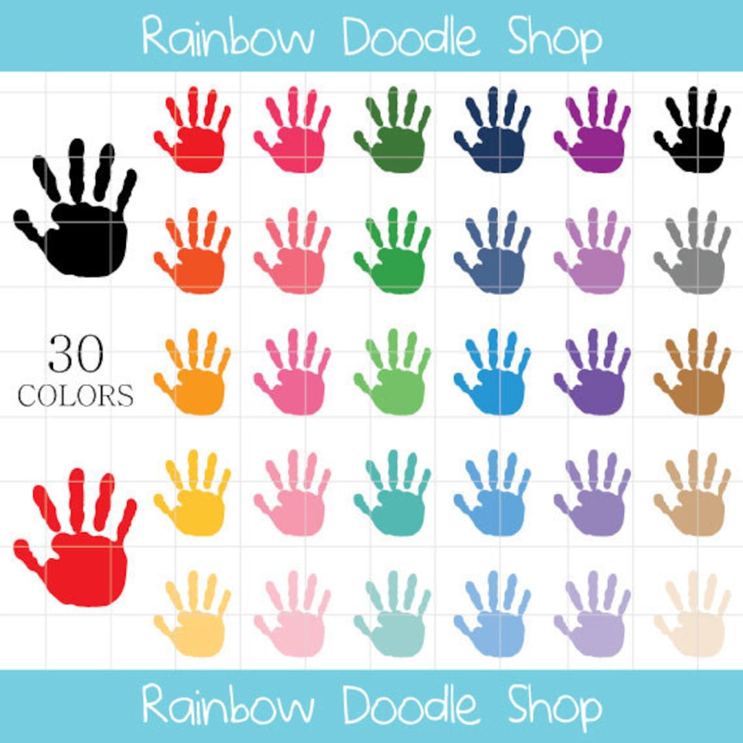 Painted Hand Prints Clipart, Handprints Clipart, Kids Hand Prints ...