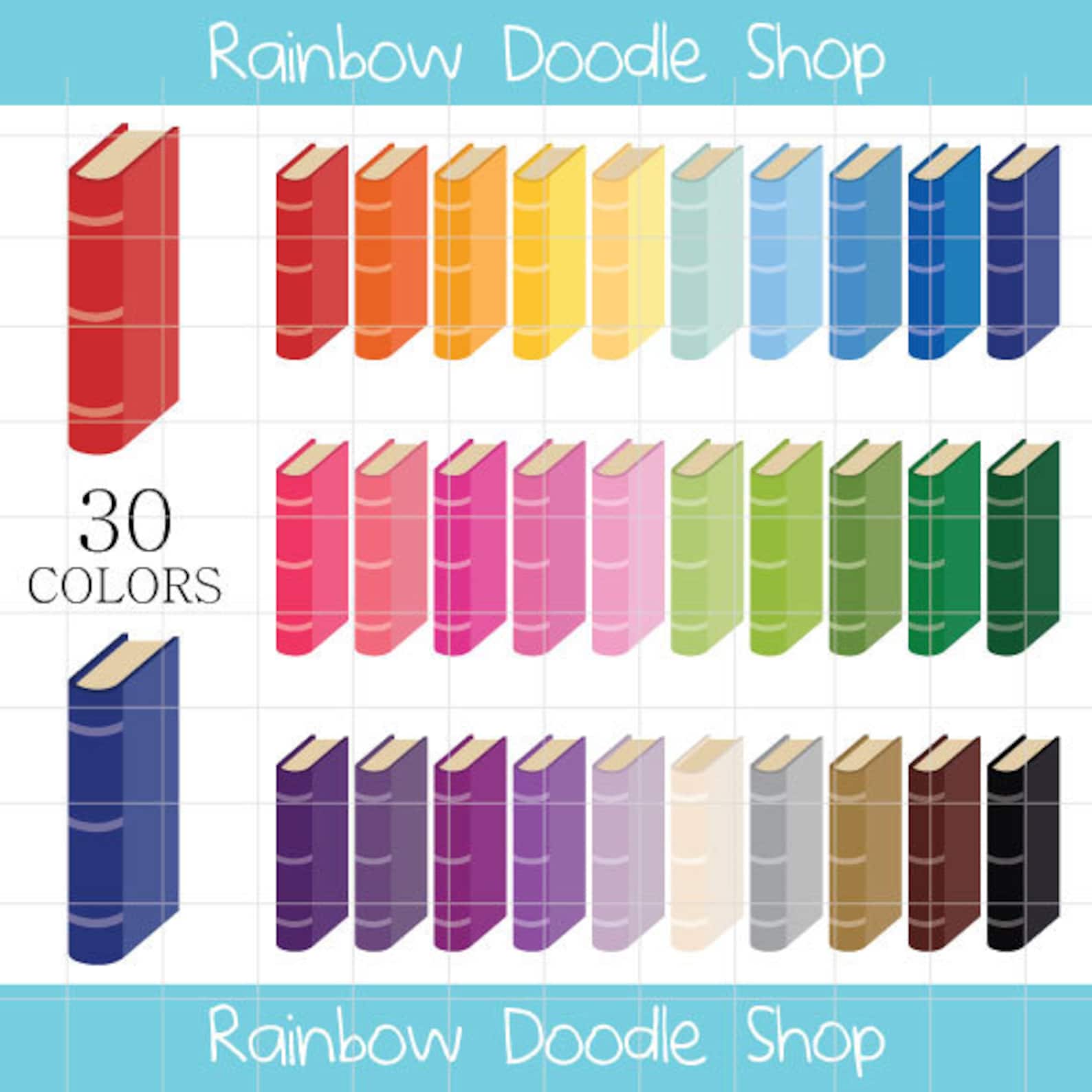 Books Clipart, Colorful Books Clip Art, Rainbow Books Clipart, School ...