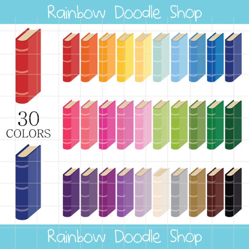 Books Clipart, Colorful Books Clip Art, Rainbow Books Clipart, School ...