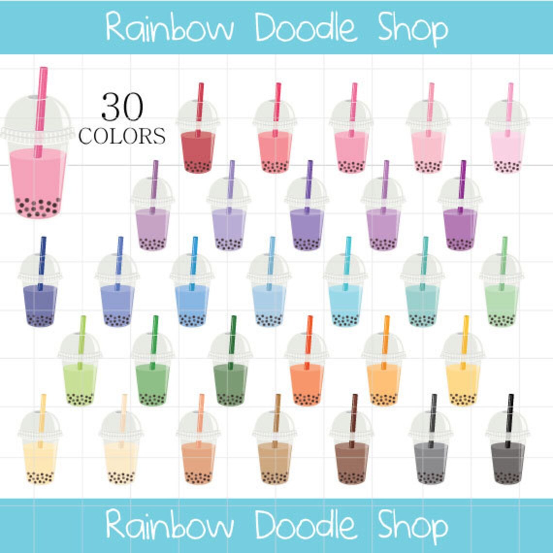 Bubble Tea Clipart, Bubble Tea Clip Art, Colorful Bubble Tea, Digital ...