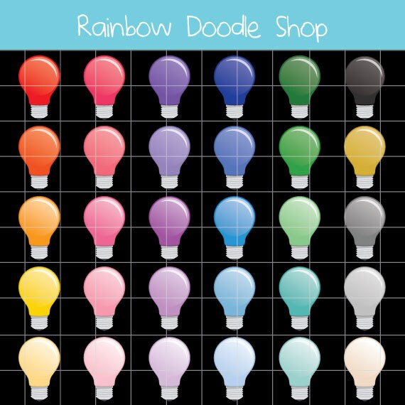 Lightbulb Clipart, Light Bulb Clipart, Bulb Clip Art, Digital ...