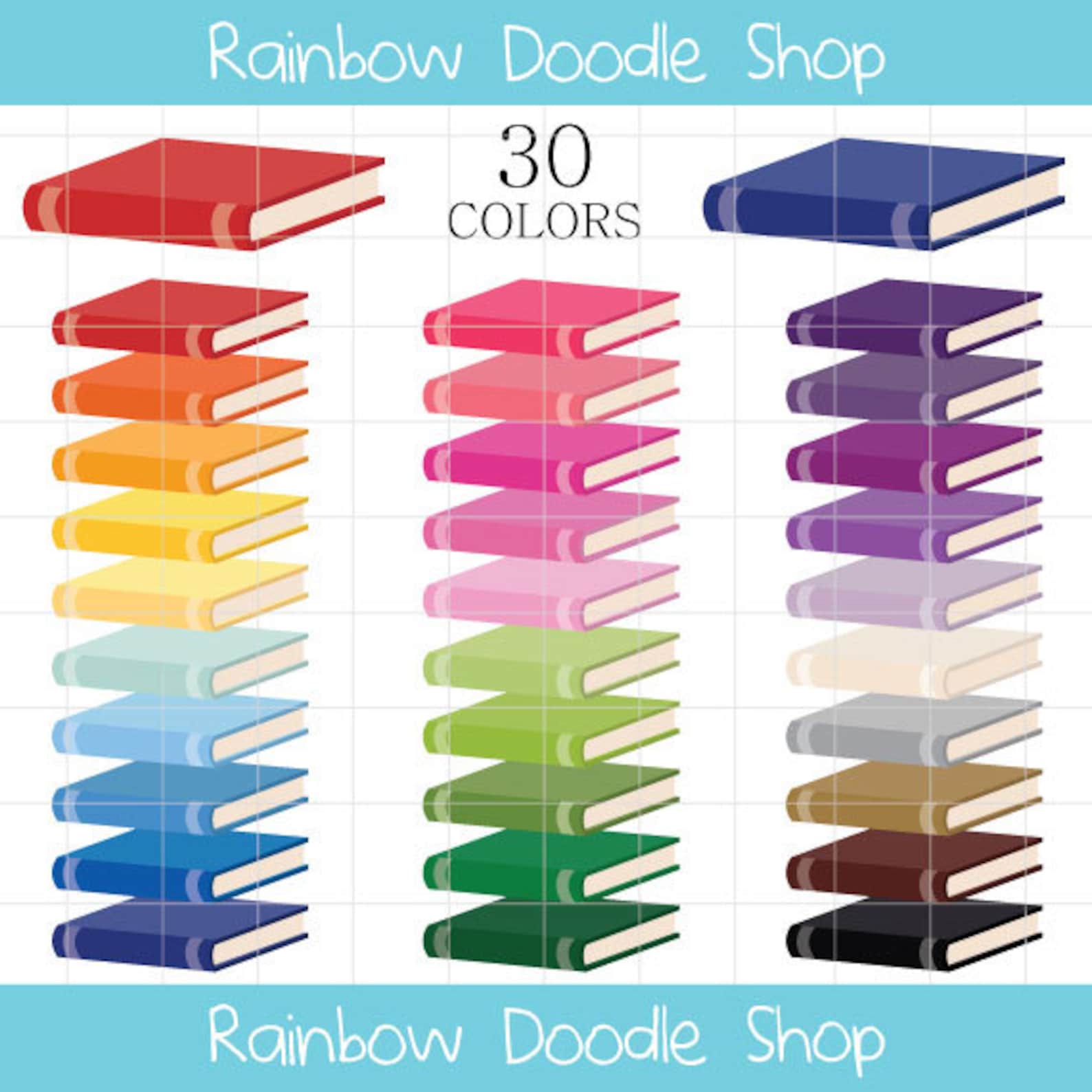 Books Clipart, Colorful Books Clip Art, Rainbow Books Clipart, School ...