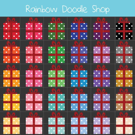 Presents Clipart, Presents Clip Art, Colorful Presents Clipart, Rainbow ...