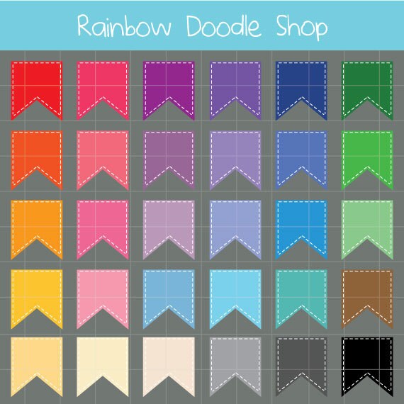 Bunting Flag Clipart, Stitched Flags Clip Art, Digital Flags, Flag ...