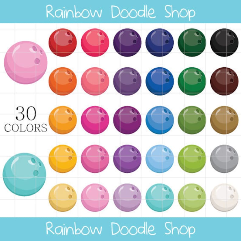 Bowling Ball Clipart, Colorful Balls Clip Art, Bowling Clipart, Digital ...
