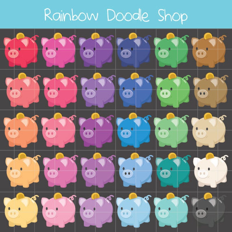 Piggy Bank Clipart, Piggy Bank Clip Art, Piggy Bank Clipart, Digital ...