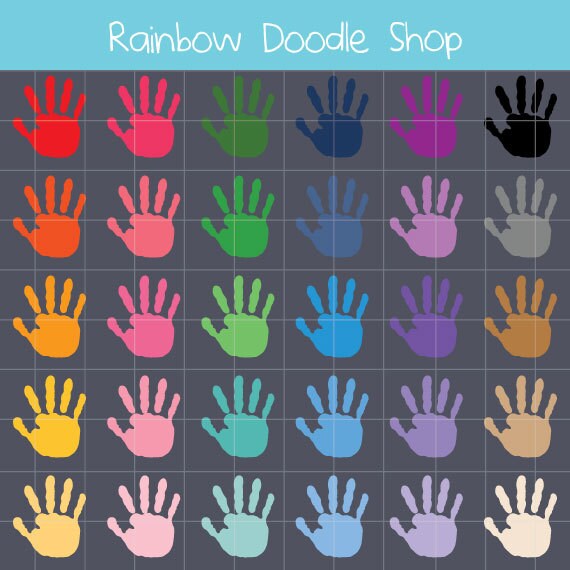 Painted Hand Prints Clipart, Handprints Clipart, Kids Hand Prints ...