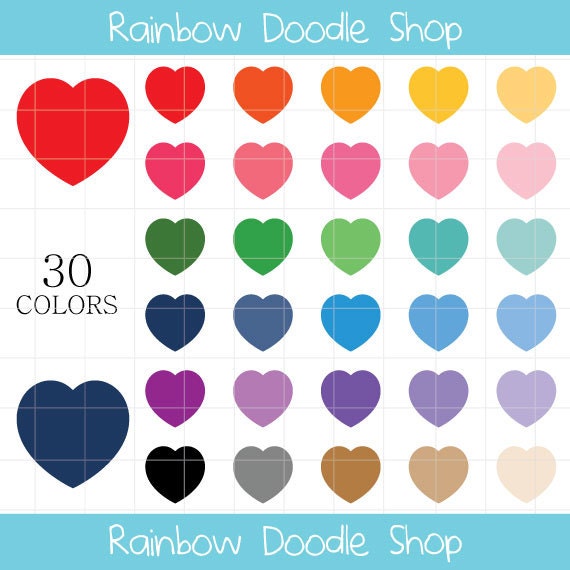 Hearts Clipart, Colorful Hearts Clip Art, Heart Clipart, Rainbow Hearts ...