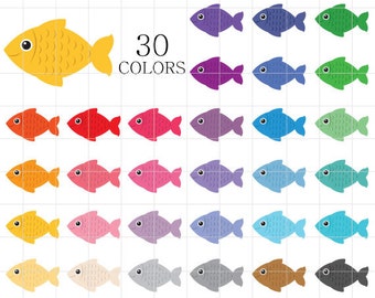 Rainbow Fish Clipart Set Clip Art Set of Fish Cute Fish Happy Fish ...