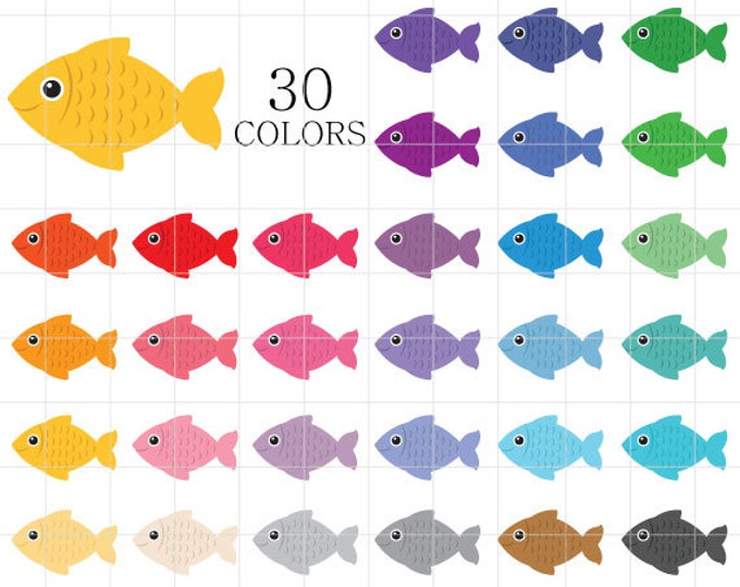 Fish Clipart Colorful Fish Clip Art Fishing Clipart Digital - Etsy Israel