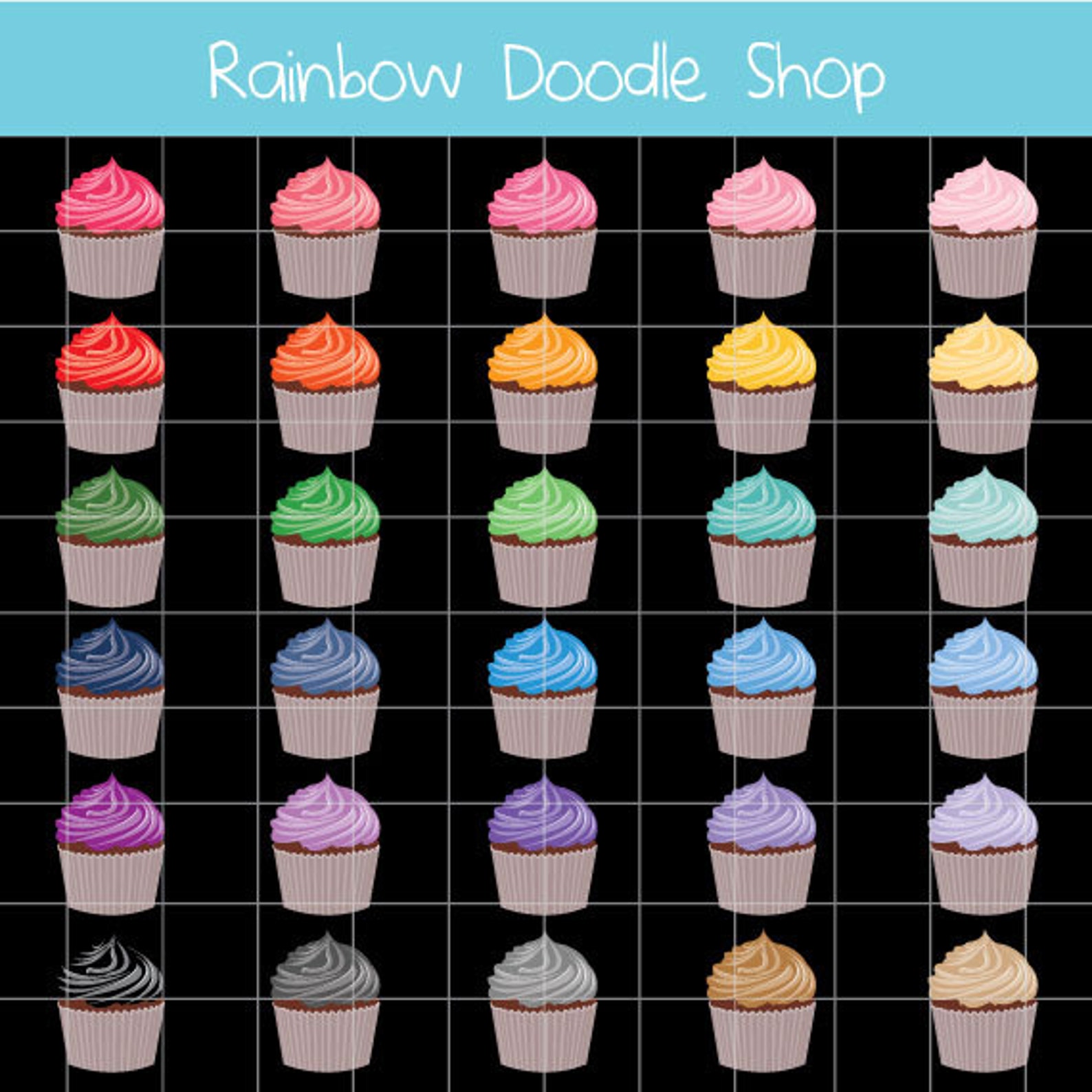 Cupcake Clipart, Cupcakes Clip Art, Colorful Cupcakes, Digital Cupcakes ...