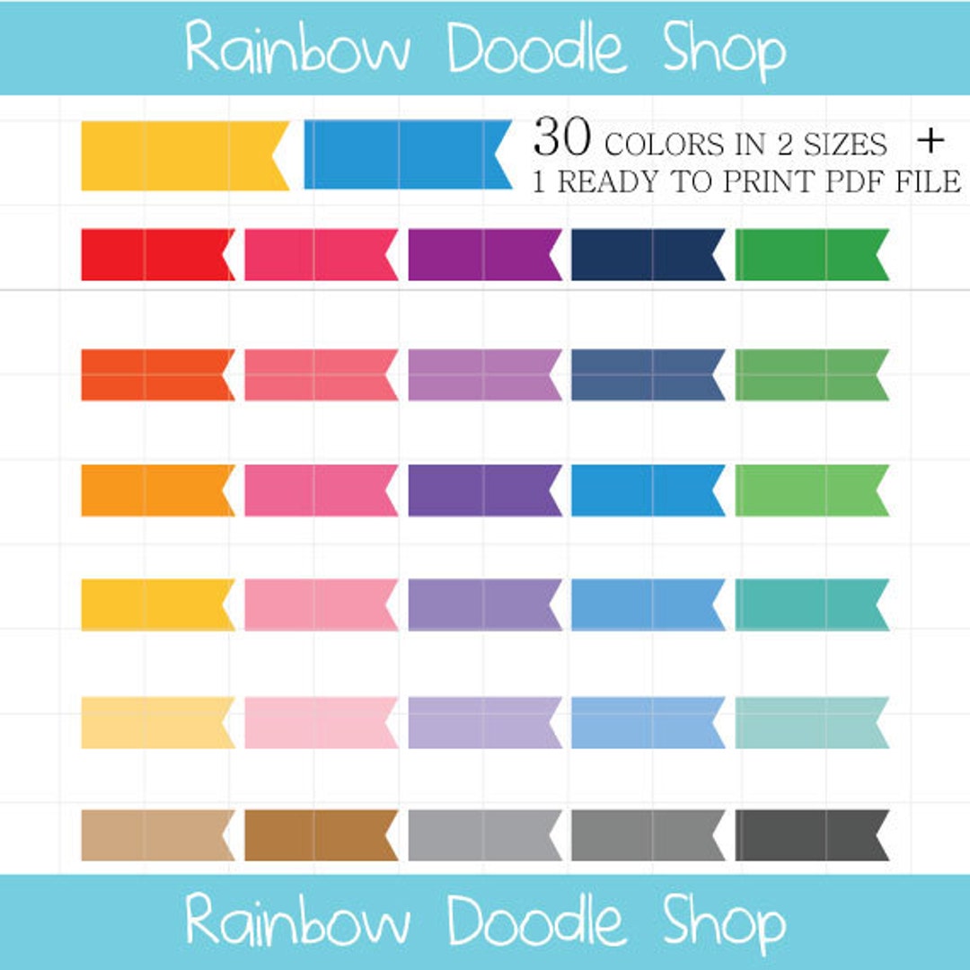 Planner Flag Clipart, Planner Tag Clip Art, Colorful Planner Flags ...