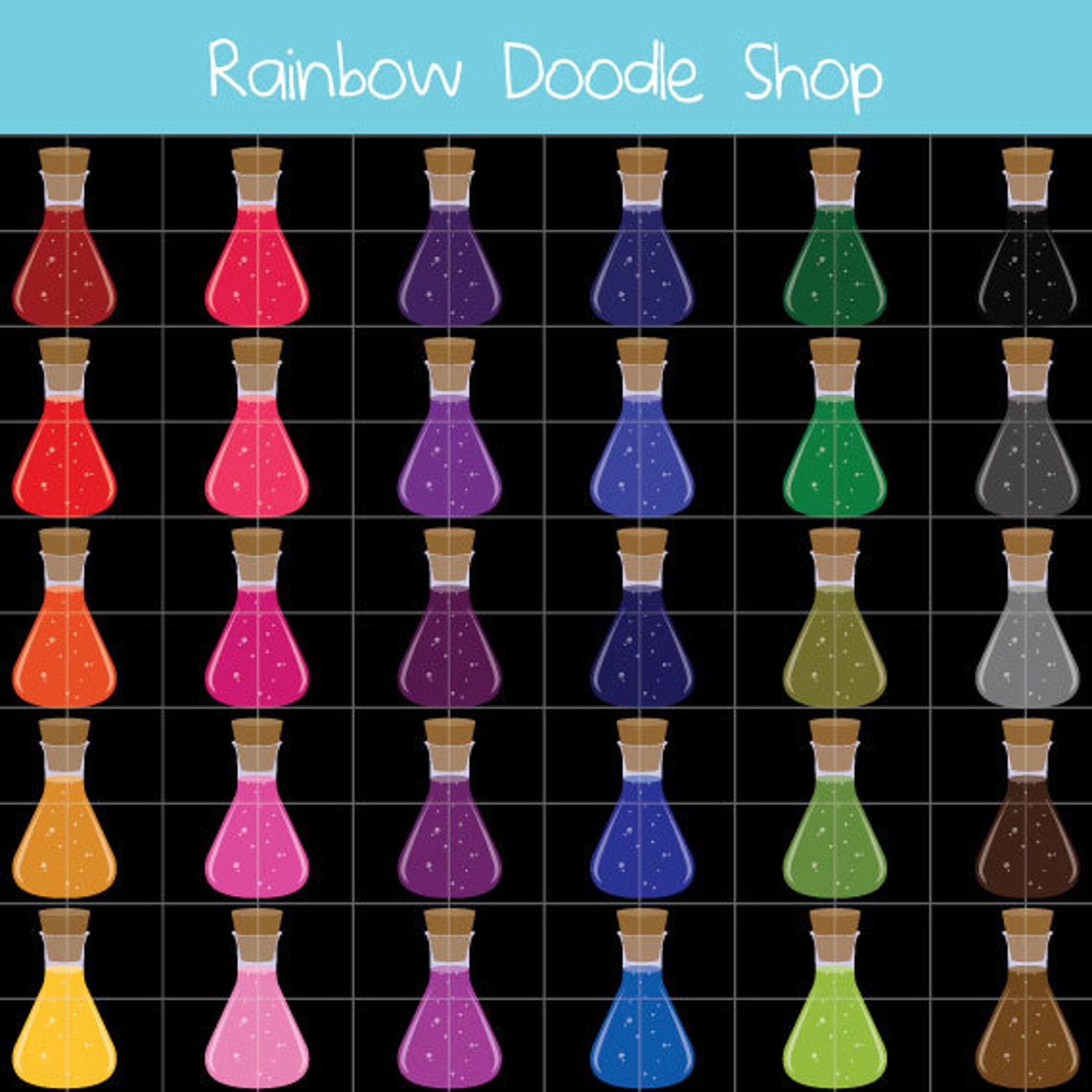 Potion Bottle Clipart, Potion Bottles Clip Art, Chemistry Flask Clipart ...