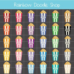 Popcorn Clipart, Popcorn Clip Art, Colorful Popcorn Clipart, Rainbow ...