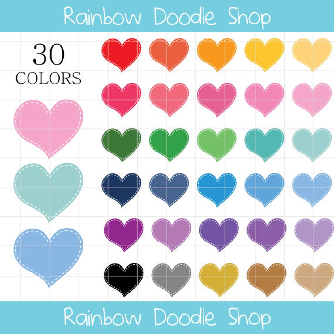 Hearts Clipart, Stitched Heart Clipart, Stitched Hearts Clipart ...