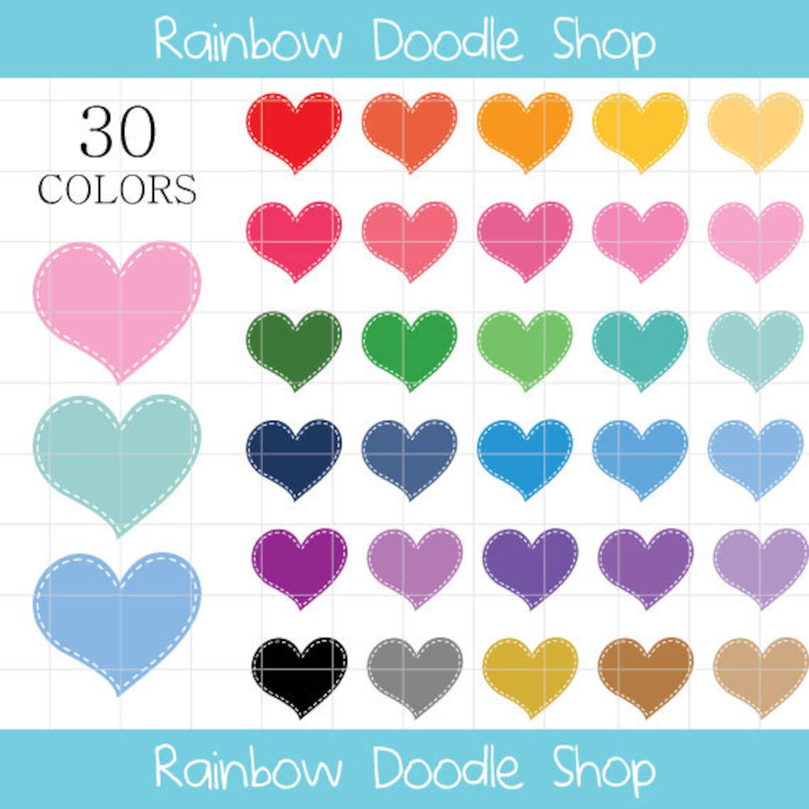 Hearts Clipart, Stitched Heart Clipart, Stitched Hearts Clipart ...