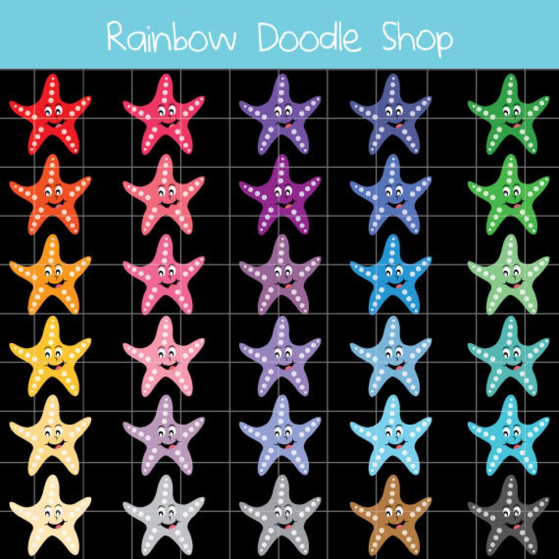 Starfish Clipart, Star Fish Clip Art, Fish Clipart, Colorful Starfish ...
