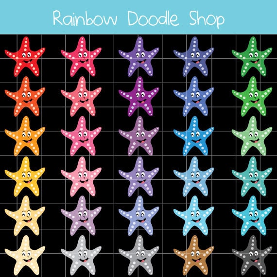 Starfish Clipart, Star Fish Clip Art, Fish Clipart, Colorful Starfish ...
