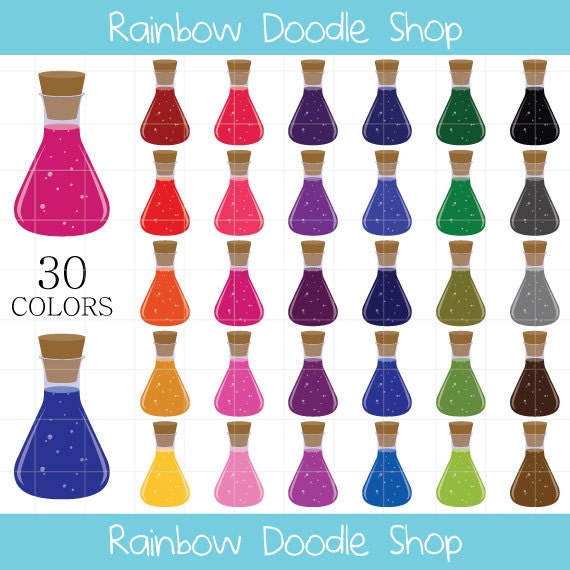 Potion Bottle Clipart, Potion Bottles Clip Art, Chemistry Flask Clipart ...