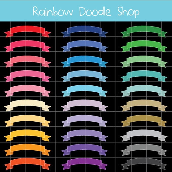 Stitched Ribbon Clipart, Curved Ribbon Clip Art, Stitched Ribbon Tags ...