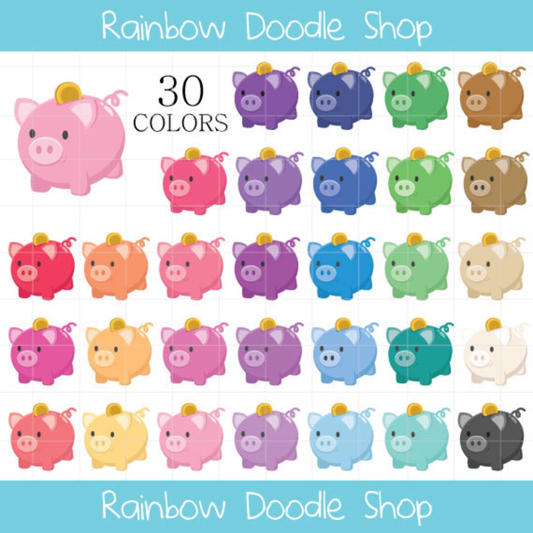 Piggy Bank Clipart, Piggy Bank Clip Art, Piggy Bank Clipart, Digital ...