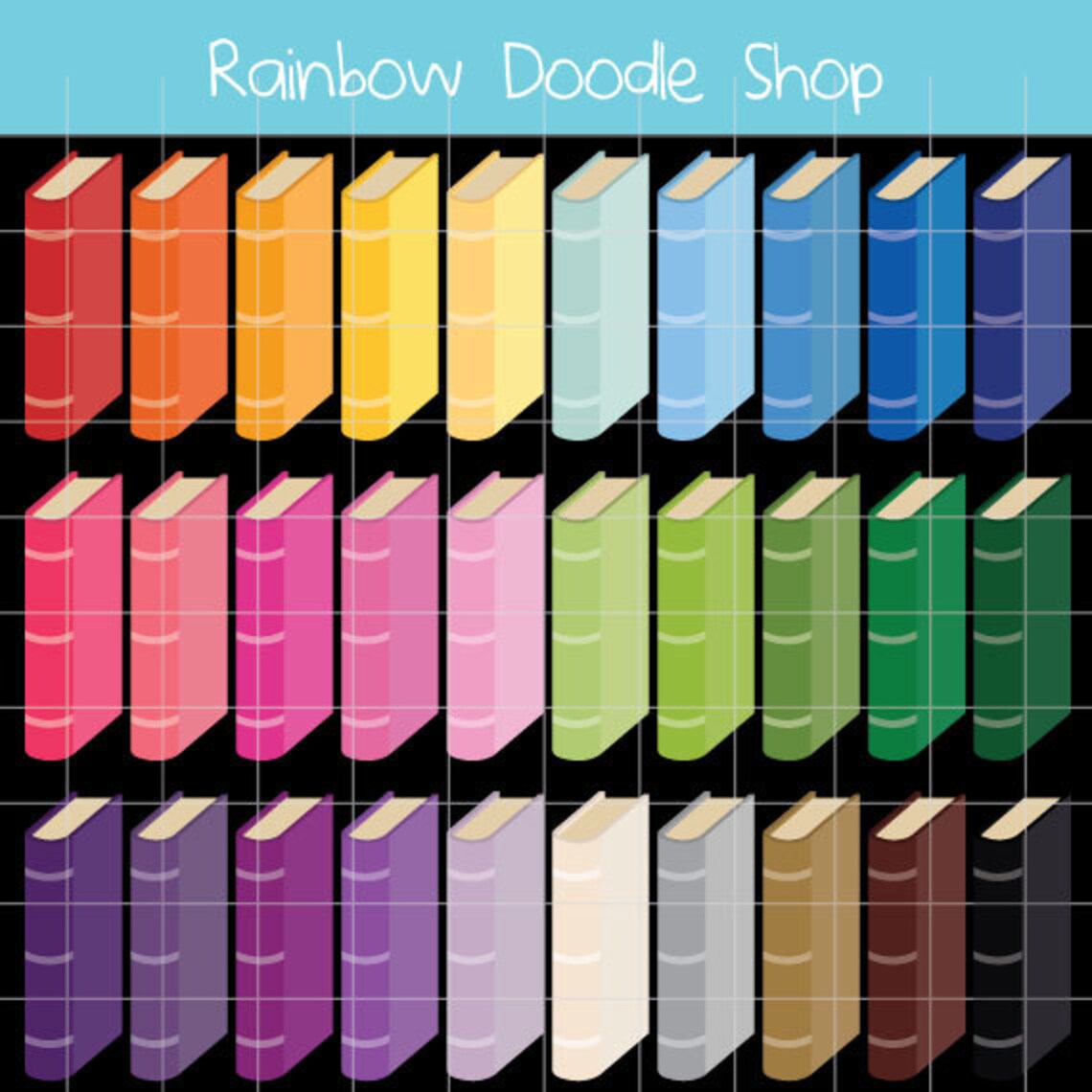 Books Clipart, Colorful Books Clip Art, Rainbow Books Clipart, School ...