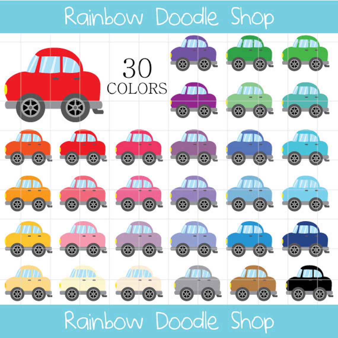 Car Clip Art, Car Clipart, Rainbow Cars Clipart, Cute Cars Digital ...
