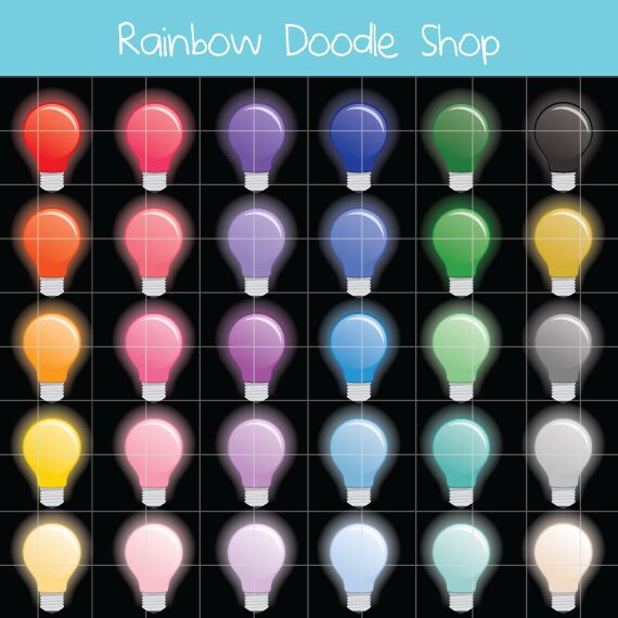 Glowing Lightbulb Clipart, Light Bulb Clipart, Bulb Clip Art, Digital ...
