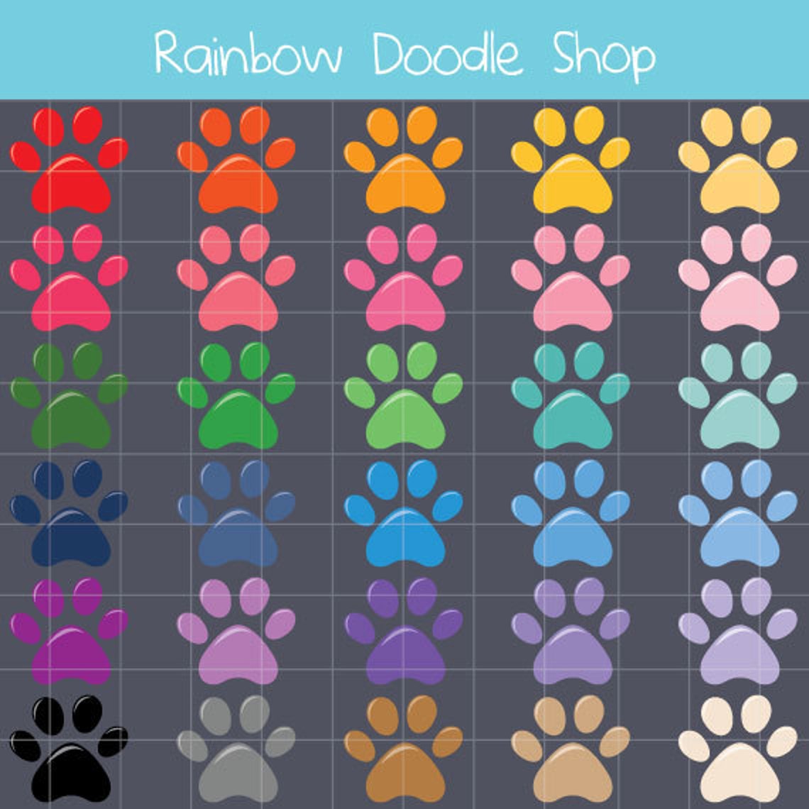 Paw Print Clipart, Colorful Paw Prints, Digital Pet Prints, Dog Paw ...