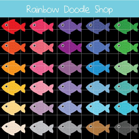 Fish Clipart, Colorful Fish Clip Art, Fishing Clipart, Digital Fish ...