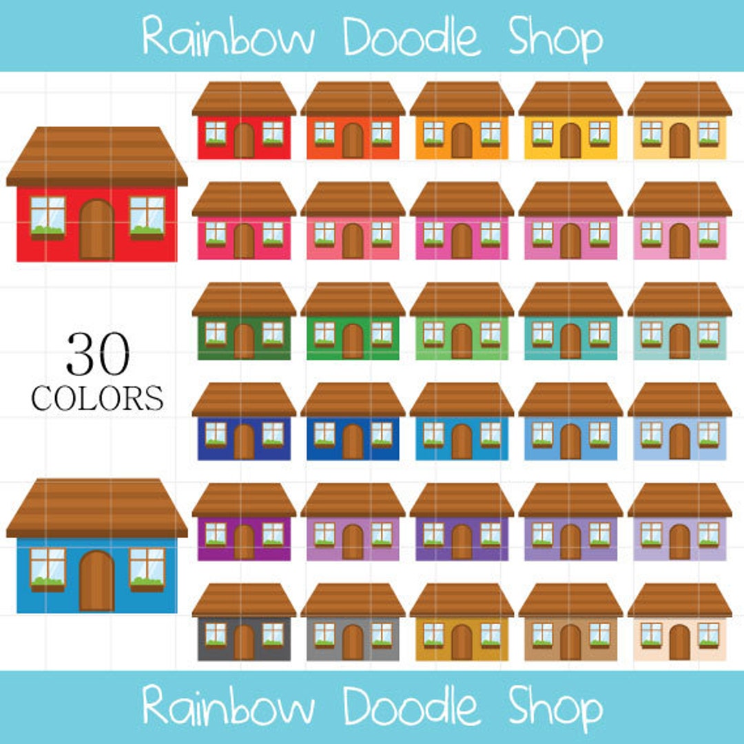 House Clipart, Colorful Houses Clipart, Rainbow Houses Clipart, Houses ...