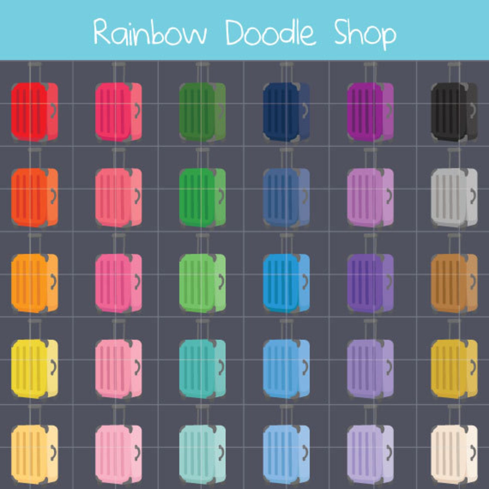 Luggage Clipart, Rainbow Luggage Clipart, Digital Luggage, Hard Case ...