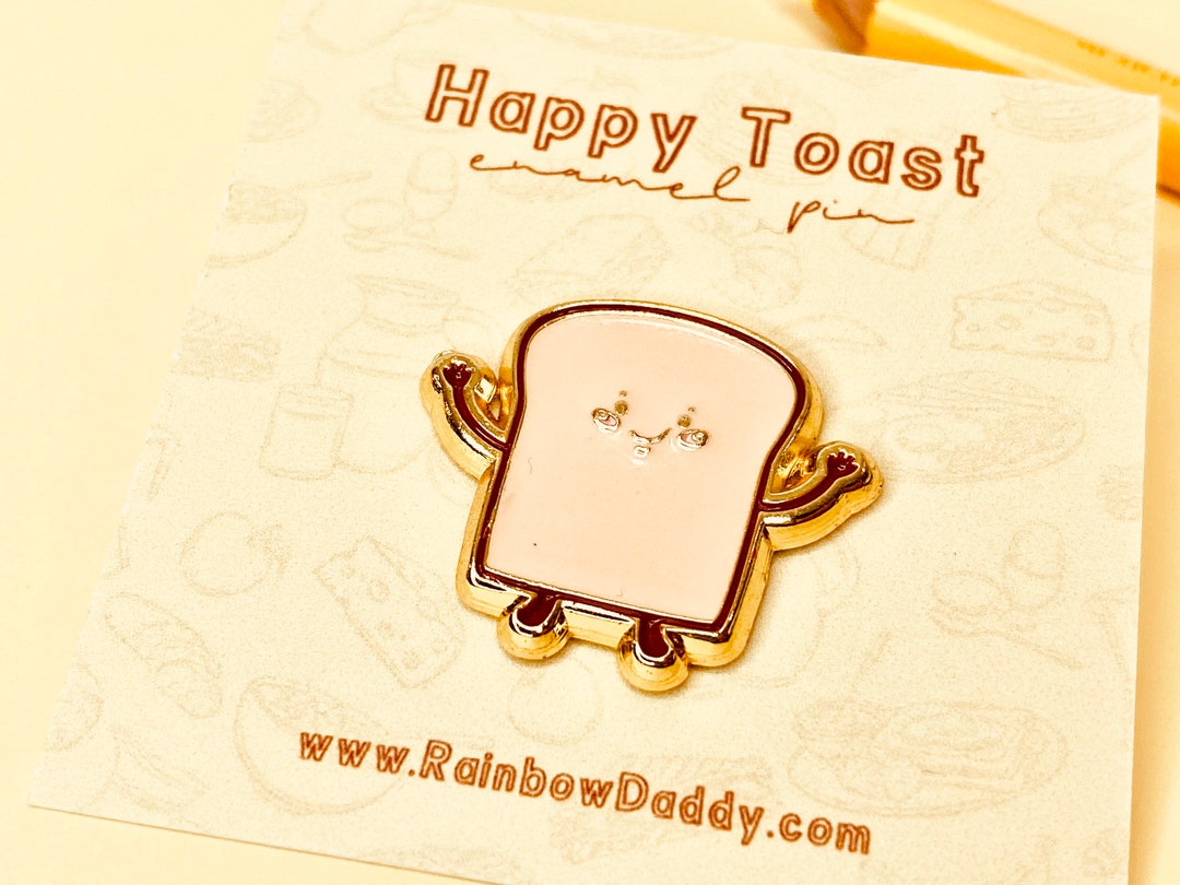Happy Toast Enamel Pin Bread Gift Enamel Pin Badge Lapel Pin Kawaii Pin ...