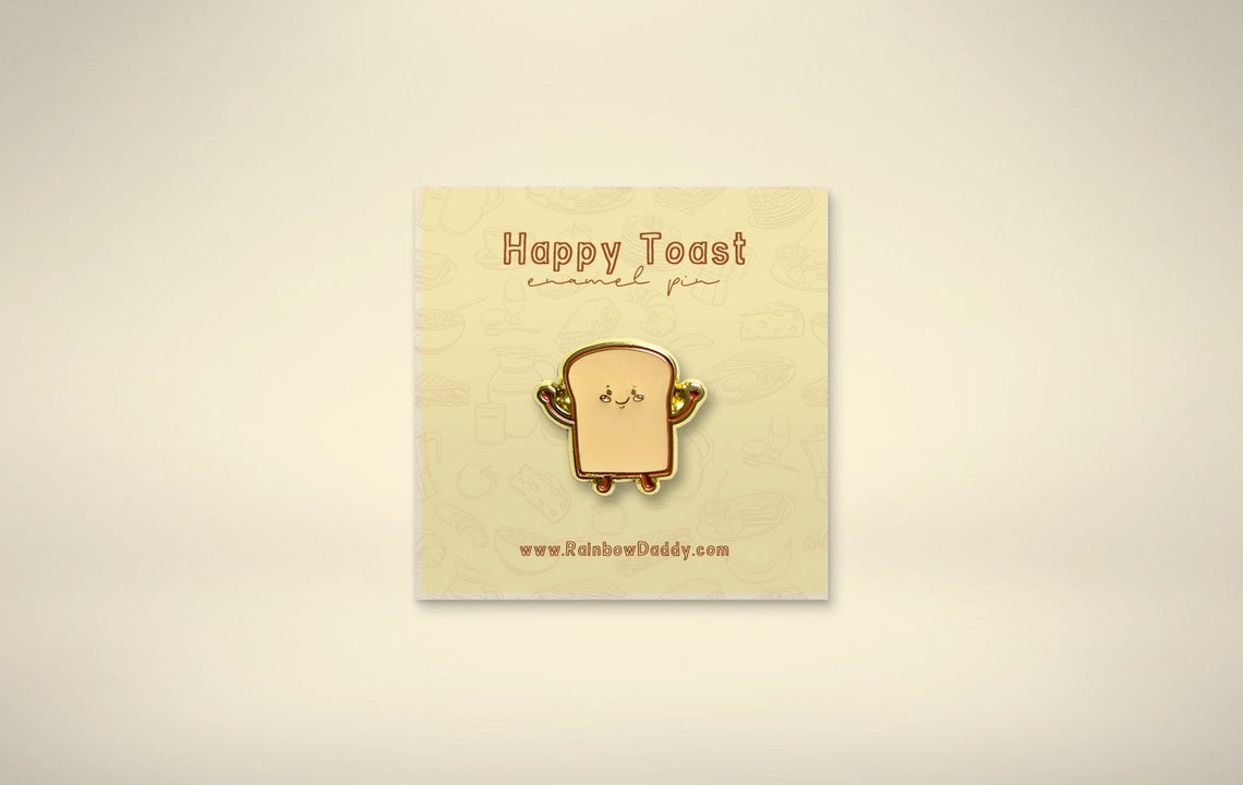 Happy Toast Enamel Pin Bread Gift Enamel Pin Badge Lapel | Etsy