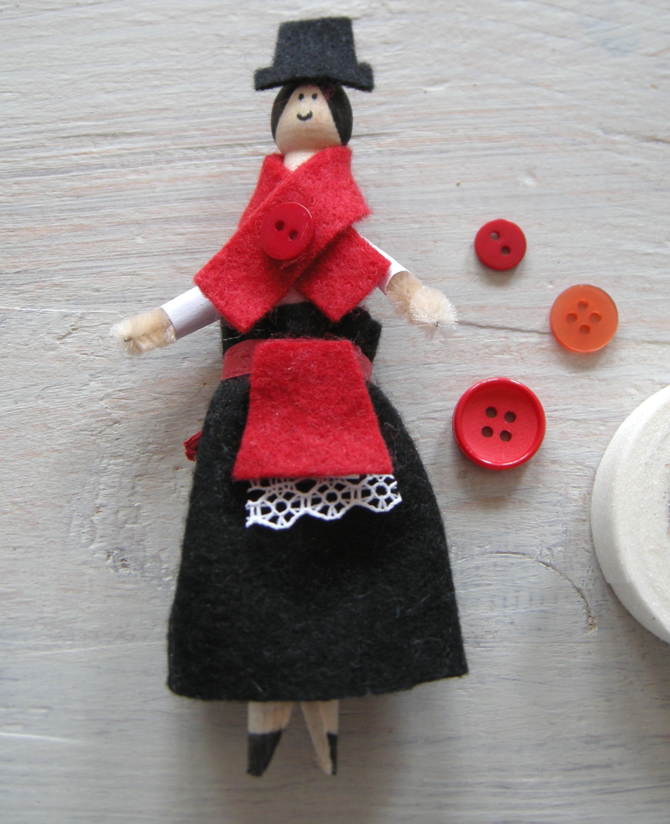 Carys the Welsh Lady Peg Doll Craft Kit - Etsy UK