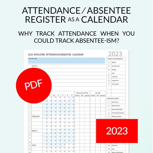 Employee Attendance Tracker Printable - Etsy