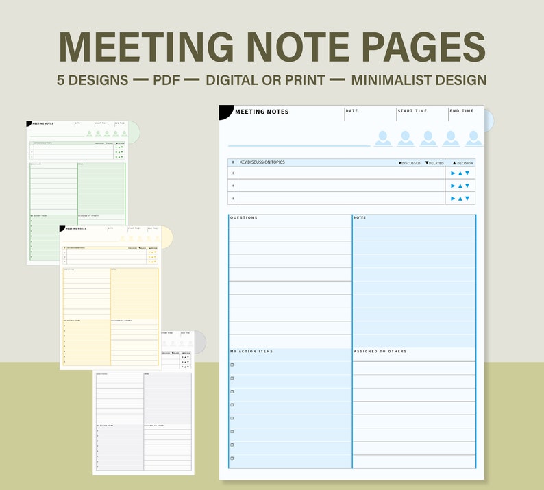 PRINTABLE/DIGITAL Meeting Notes, Agenda, Record for Small Businesses ...