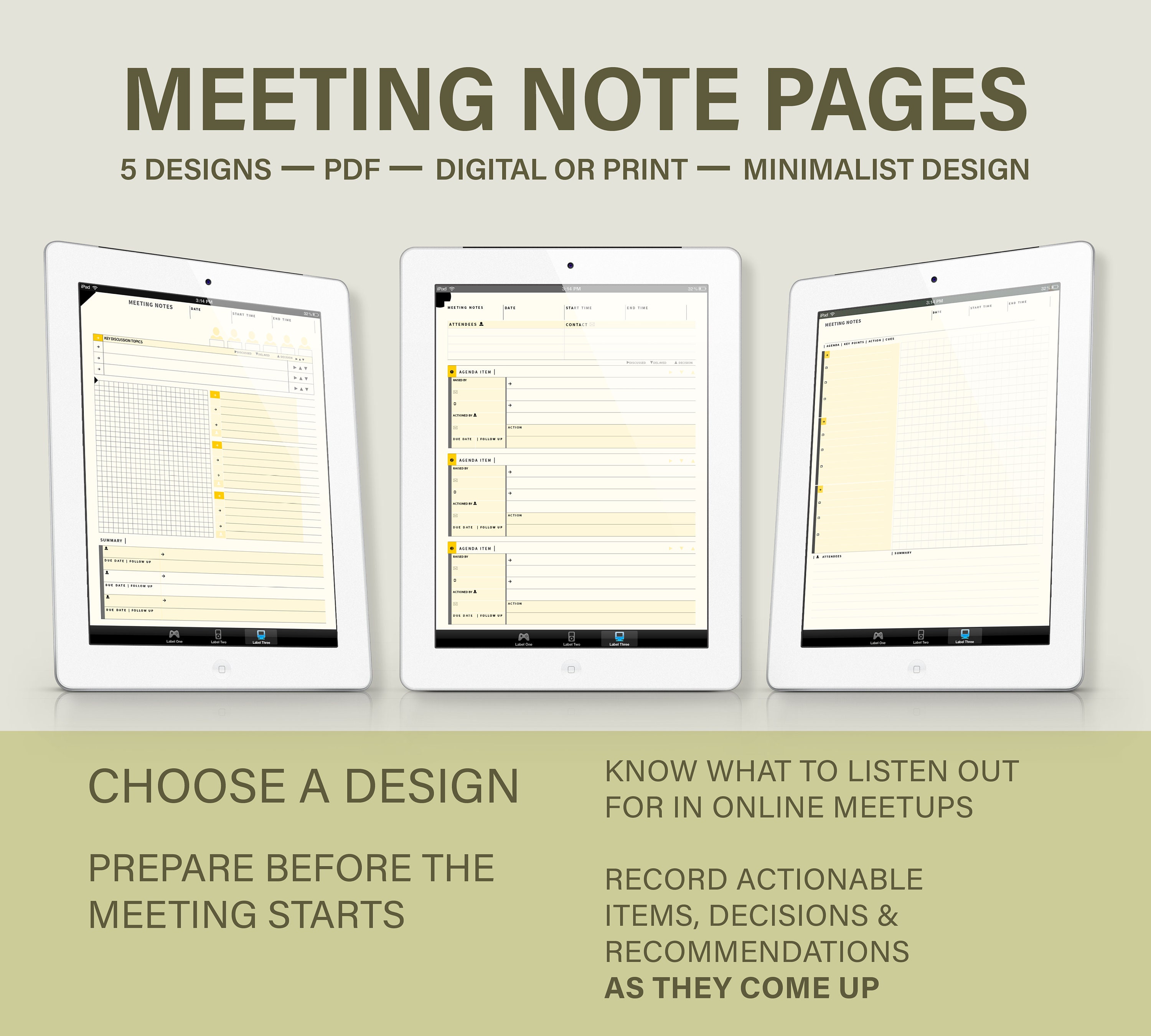 PRINTABLE/DIGITAL Meeting Notes, Agenda, Record for Small Businesses ...