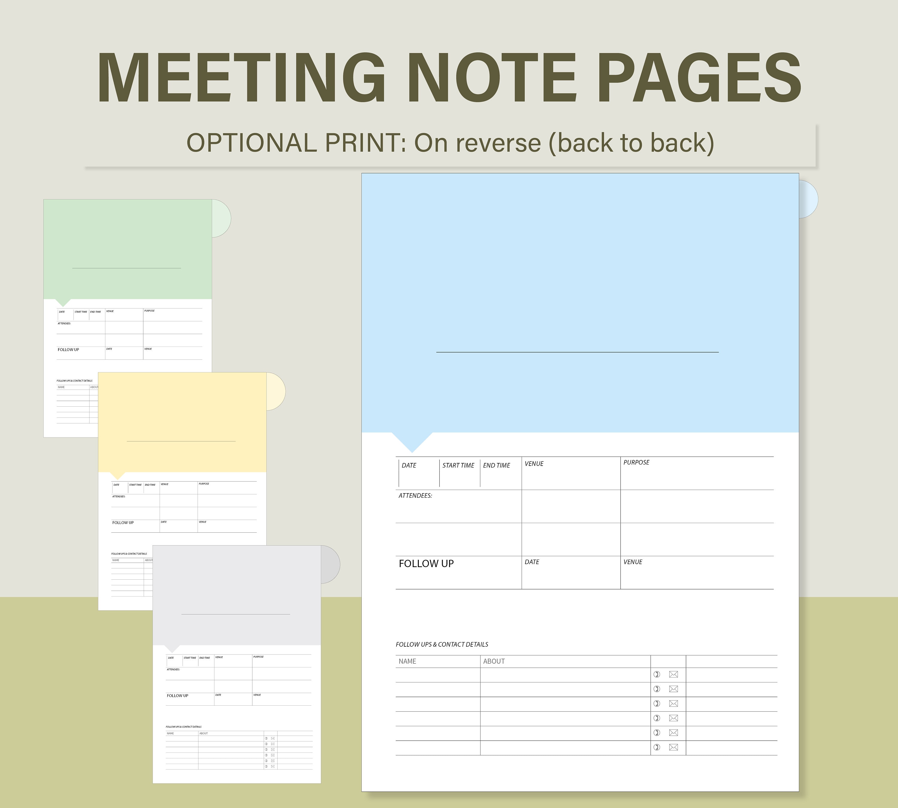 PRINTABLE/DIGITAL Meeting Notes, Agenda, Record for Small Businesses ...